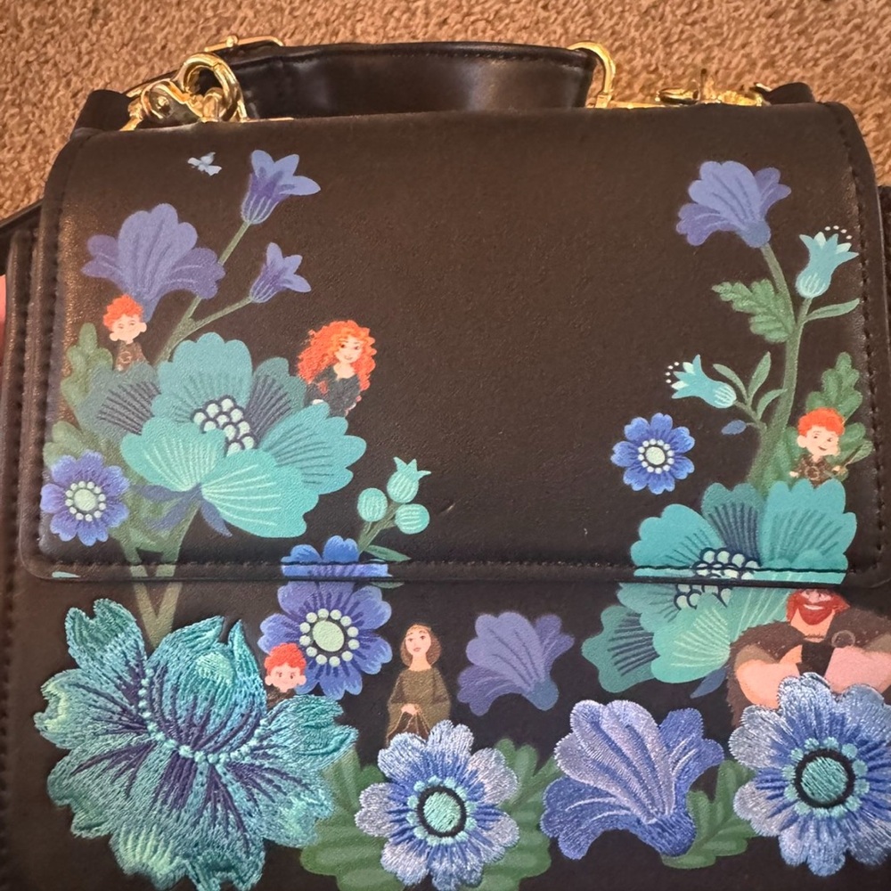 Loungefly Black And Blue Floral Backpack - Gem